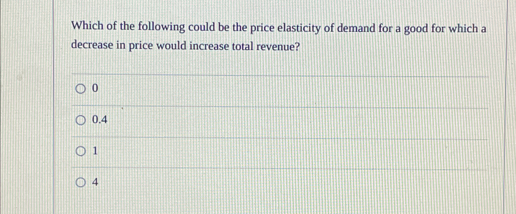 Solved Which of the following could be the price elasticity | Chegg.com