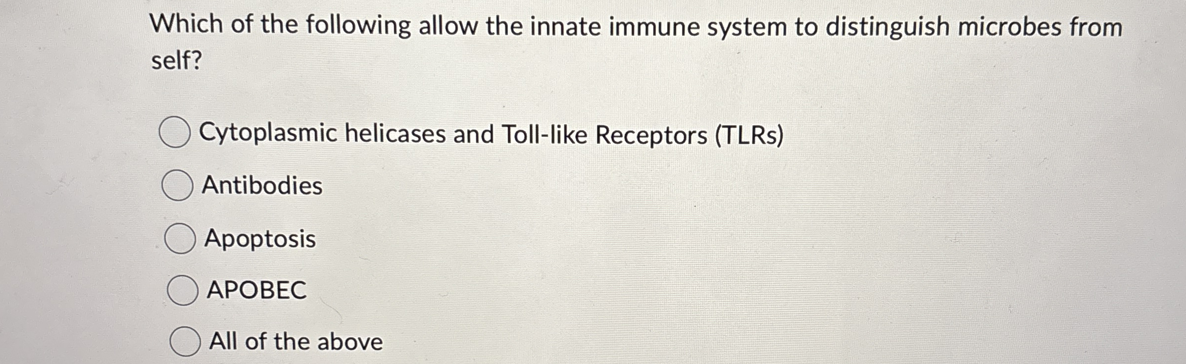 Solved Which of the following allow the innate immune system | Chegg.com
