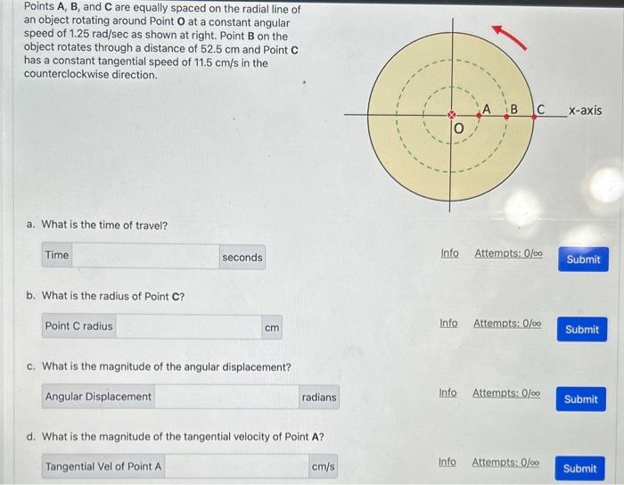 Solved Points A, B, and C are equally spaced on the radial | Chegg.com