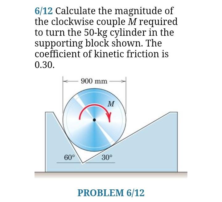 6/12 Calculate the magnitude of the clockwise couple | Chegg.com