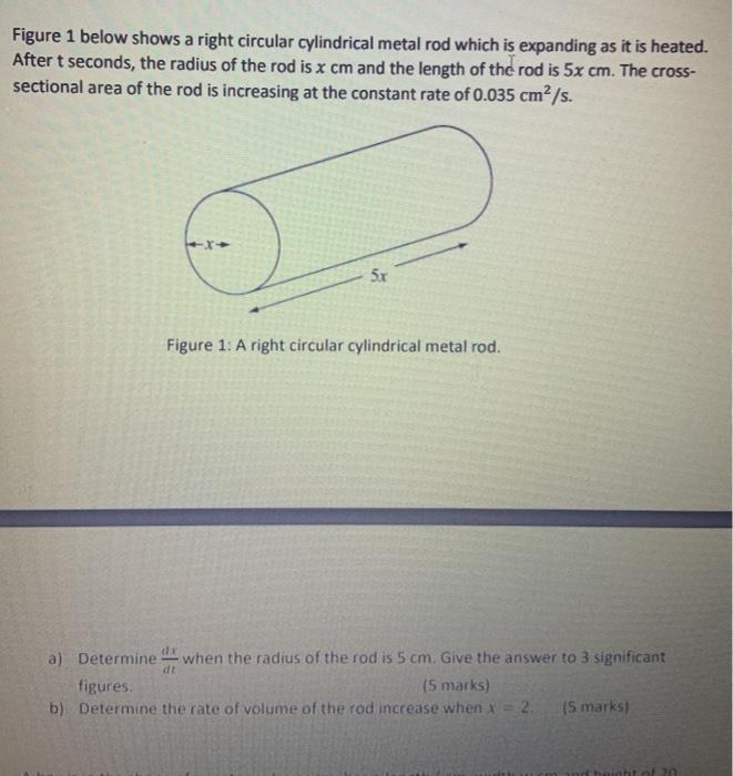 Solved Figure 1 below shows a right circular cylindrical | Chegg.com