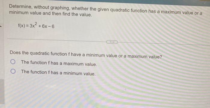 Solved Determine, without graphing, whether the given | Chegg.com