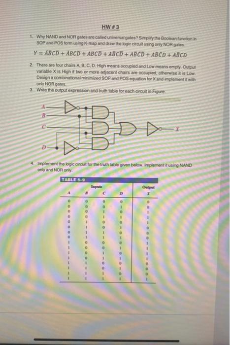 Solved HW #3 1. Why NAND and NOR gates are called universal | Chegg.com