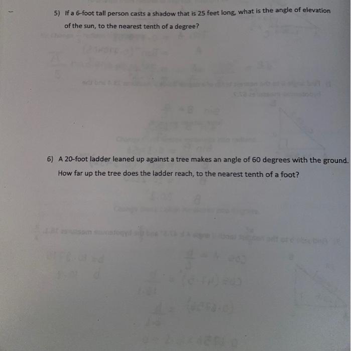 Solved 5) If a 6-foot tall person casts a shadow that is 25 | Chegg.com