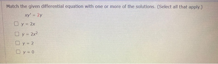 Solved Match the given differential equation with one or | Chegg.com