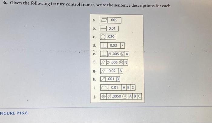 Solved 6 Given The Following Feature Control Frames Write 