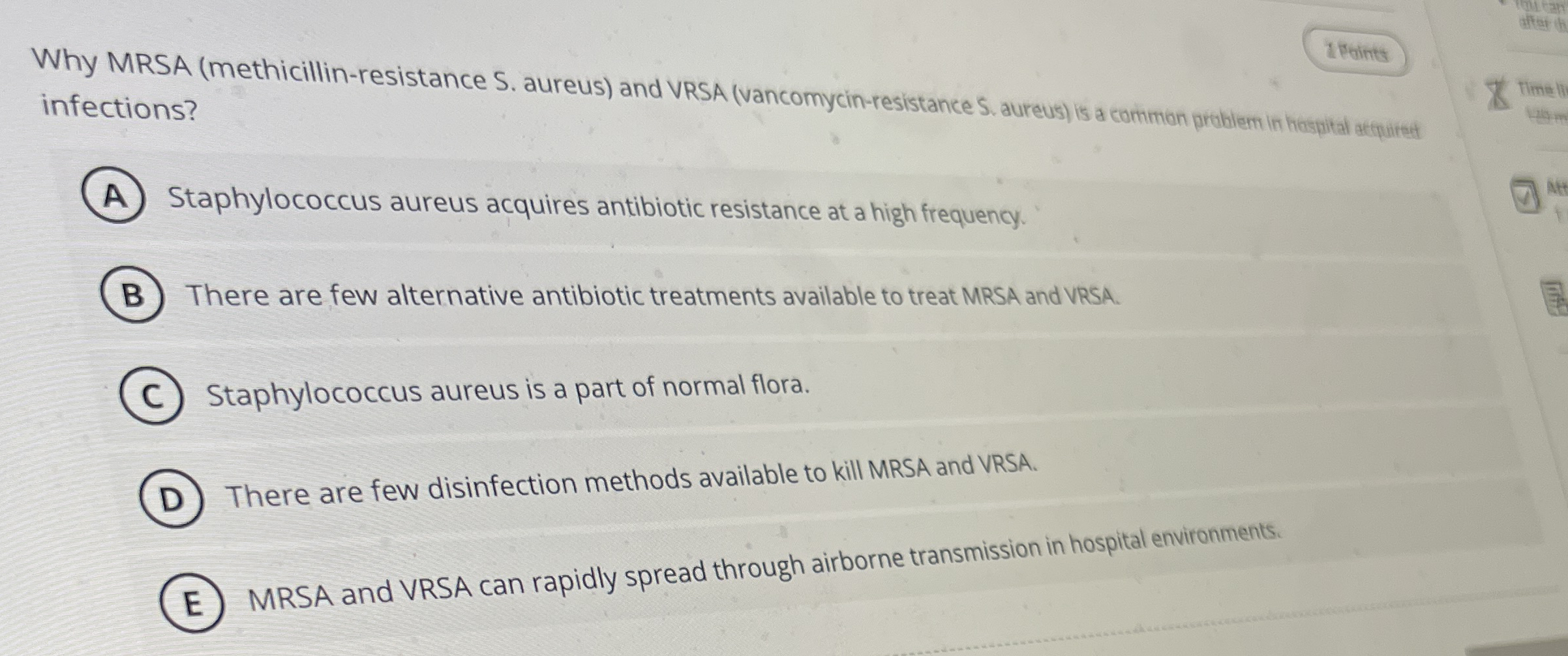 Solved 1 ﻿PैintsWhy MRSA (methicillin-resistance S. ﻿aureus) | Chegg.com