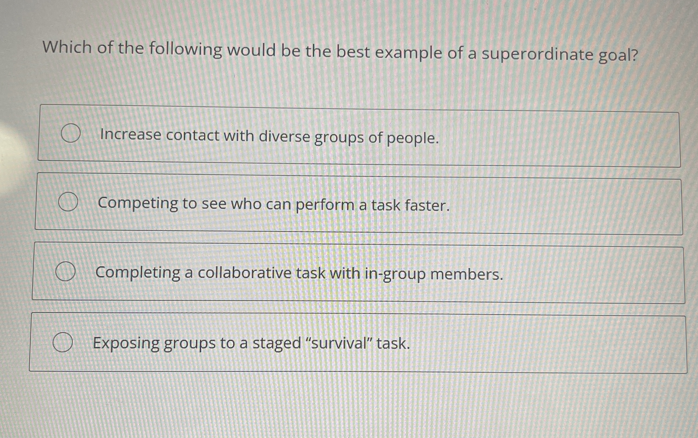 Solved Which of the following would be the best example of a | Chegg.com