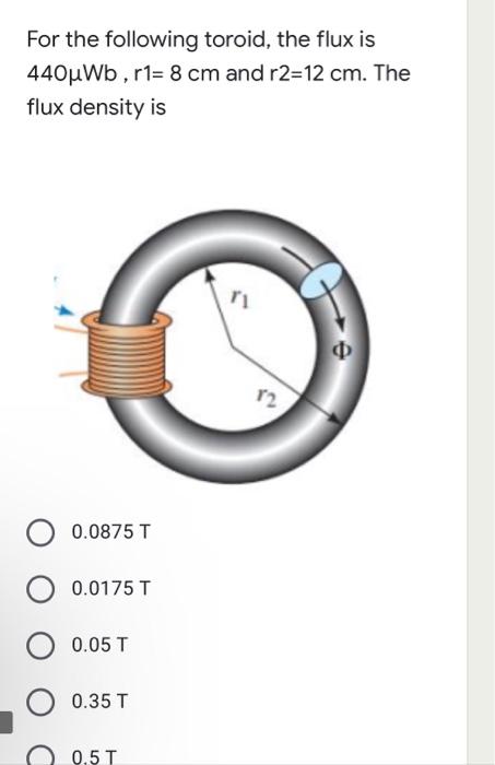 Solved For the following toroid, the flux is 440μWb, r1= 8 | Chegg.com