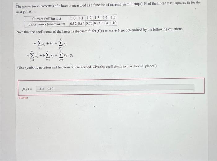 Solved The power (in microwatts) of a laser is measured as a | Chegg.com