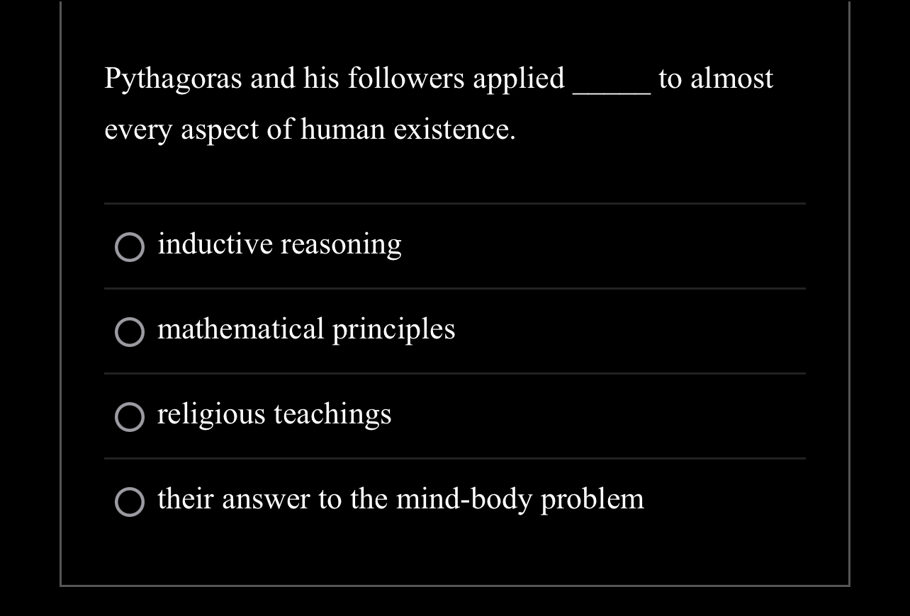 Solved Pythagoras and his followers applied q, ﻿to almost | Chegg.com