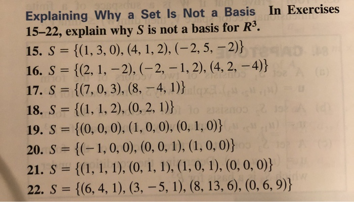 Solved Explaining Why a Set Is Not a Basis In Exercises | Chegg.com