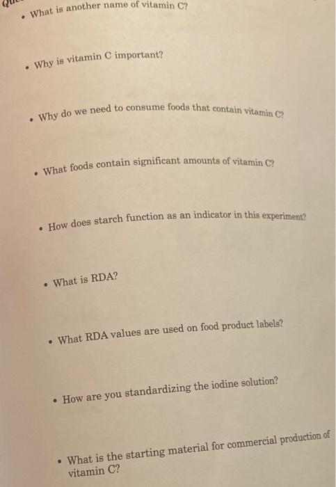 Solved What is another name of vitamin C? - Why is vitamin C | Chegg.com