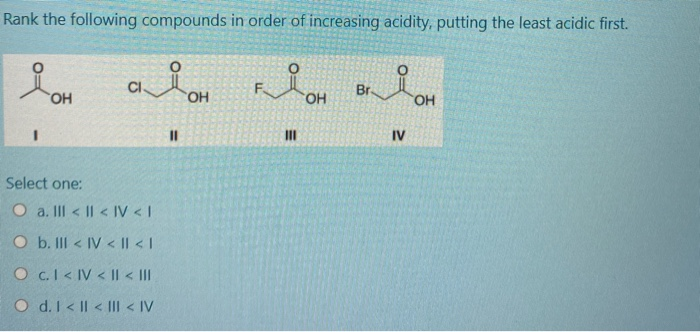 Solved Rank the following compounds in order of increasing | Chegg.com