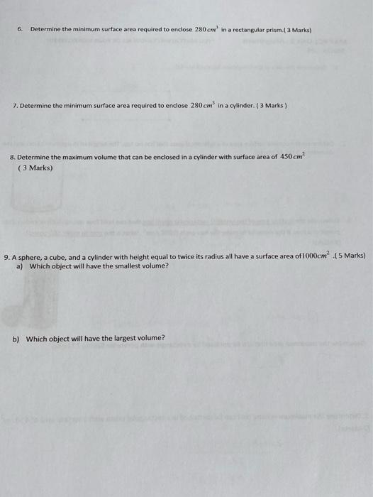 Solved 6. Determine the minimum surface area required to | Chegg.com