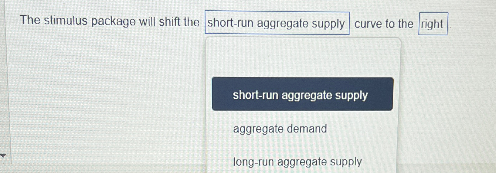 Solved The stimulus package will shift the short-run | Chegg.com