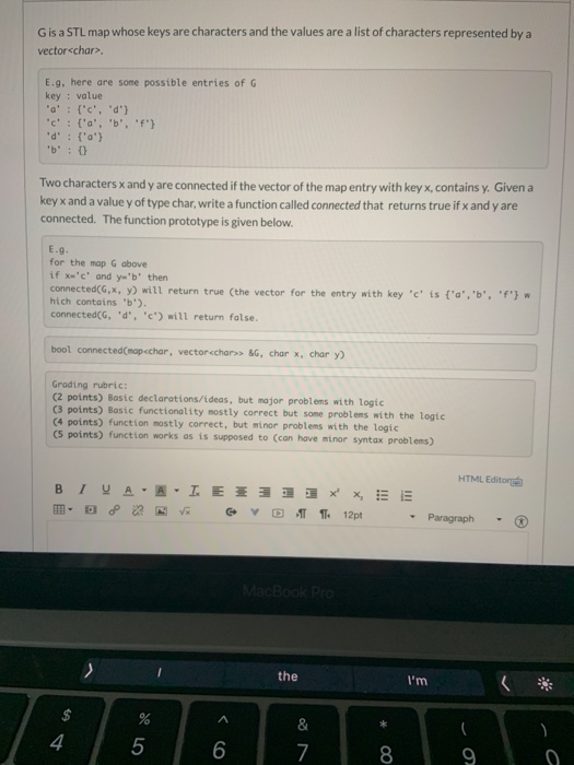 Solved Gis a STL map whose keys are characters and the | Chegg.com