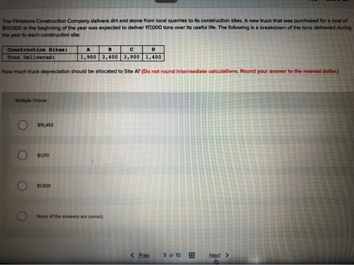 Solved The Flintstone Construction Company delivers dirt and | Chegg.com