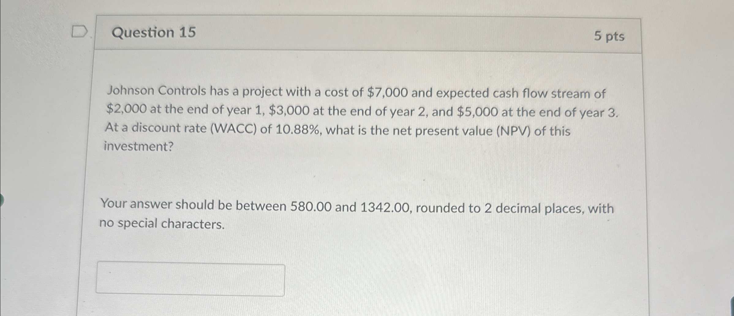 Solved Question 155 ﻿ptsJohnson Controls has a project with | Chegg.com