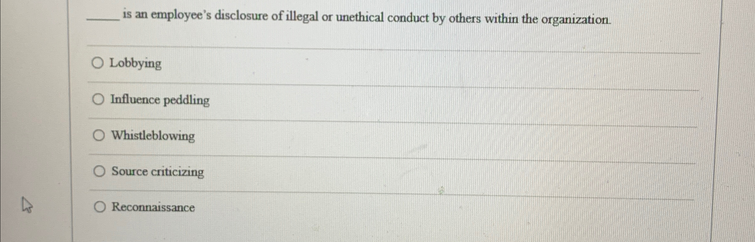 Solved is an employee's disclosure of illegal or unethical | Chegg.com