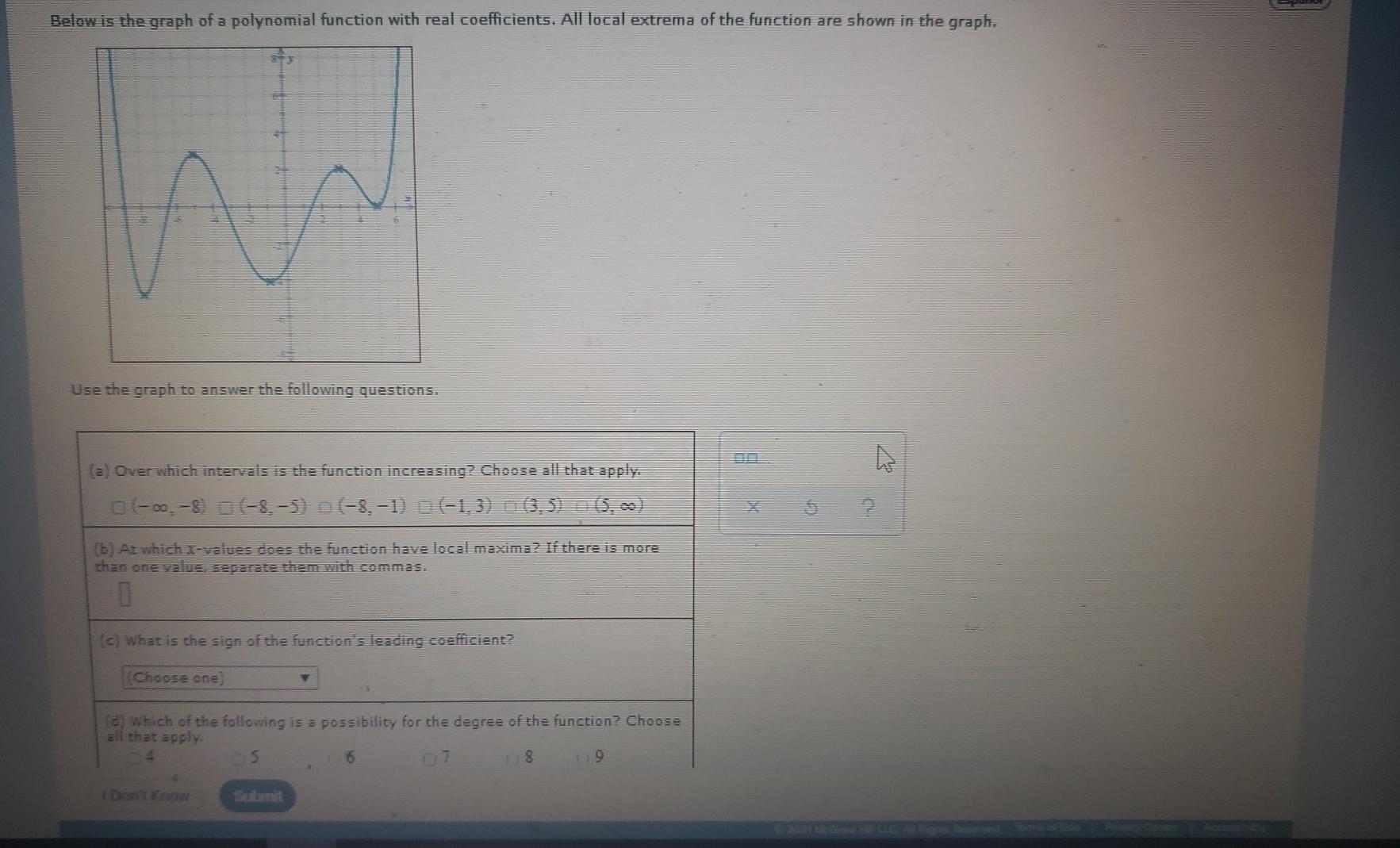 Solved Below is the graph of a polynomial function with real | Chegg.com