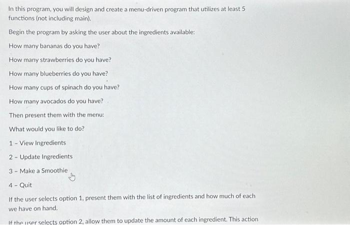 Solved Smoothies are a great way to recover from a workout. | Chegg.com