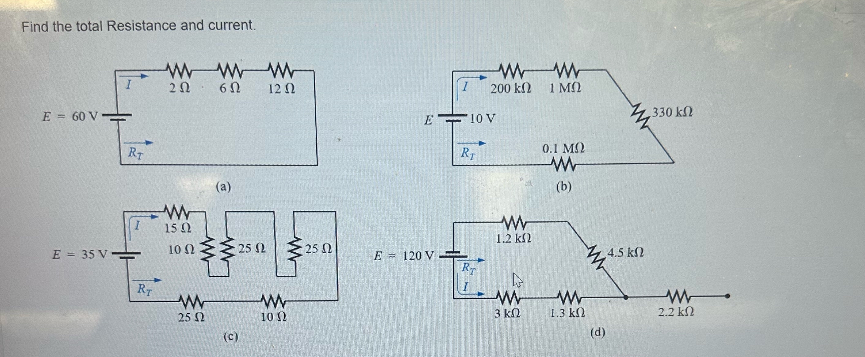 Solved Find the total Resistance and current. | Chegg.com
