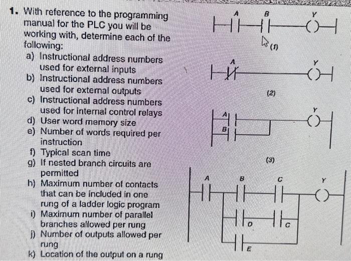 Solved -With reference to the programming manual for the PLC | Chegg.com