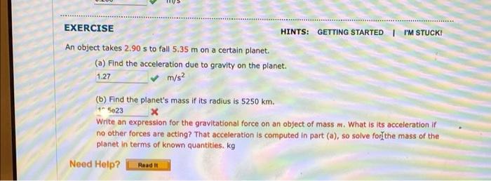 Solved GETTING STARTED I'M STUCK! EXERCISE HINTS: An object | Chegg.com