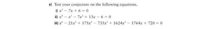 e) Test your conjecture on the following equations. | Chegg.com