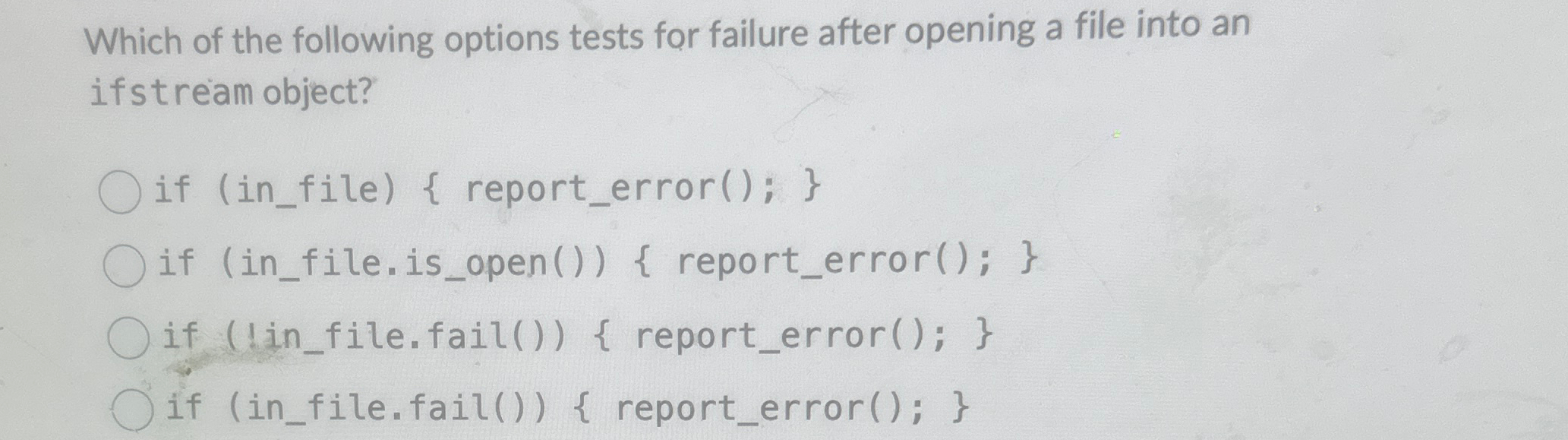 Solved Which of the following options tests for failure | Chegg.com