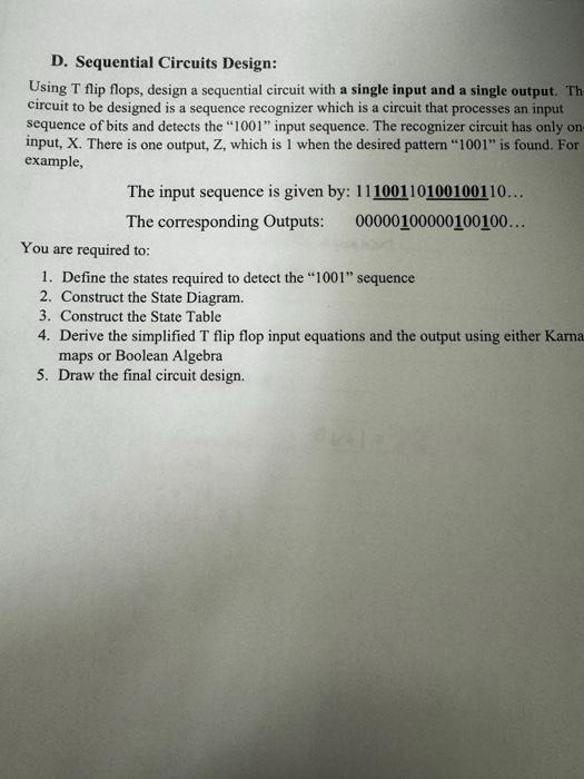 D. Sequential Circuits Design: Using T flip flops, | Chegg.com