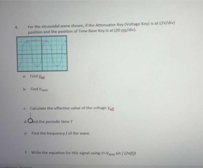 Solved For the sinusoidal wave shown, if the Attenuator Key | Chegg.com