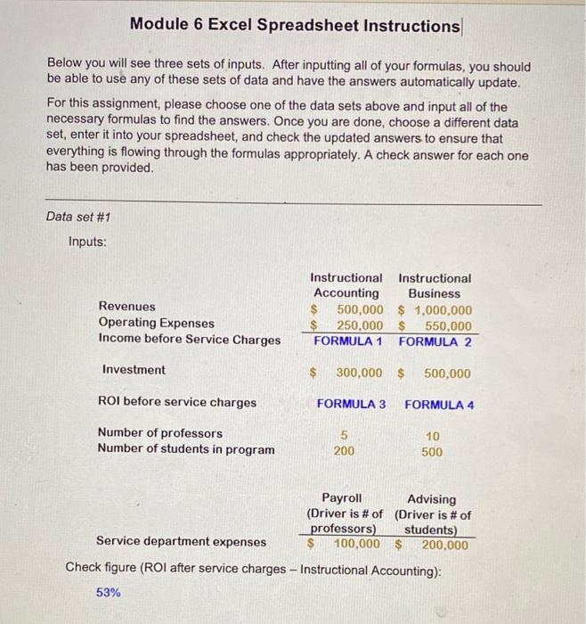 Solved Module 6 Excel Spreadsheet Instructions Below you | Chegg.com