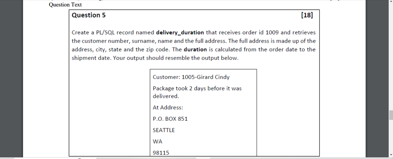 Solved Question Textquestion 5create A Plsql Record Named 2117