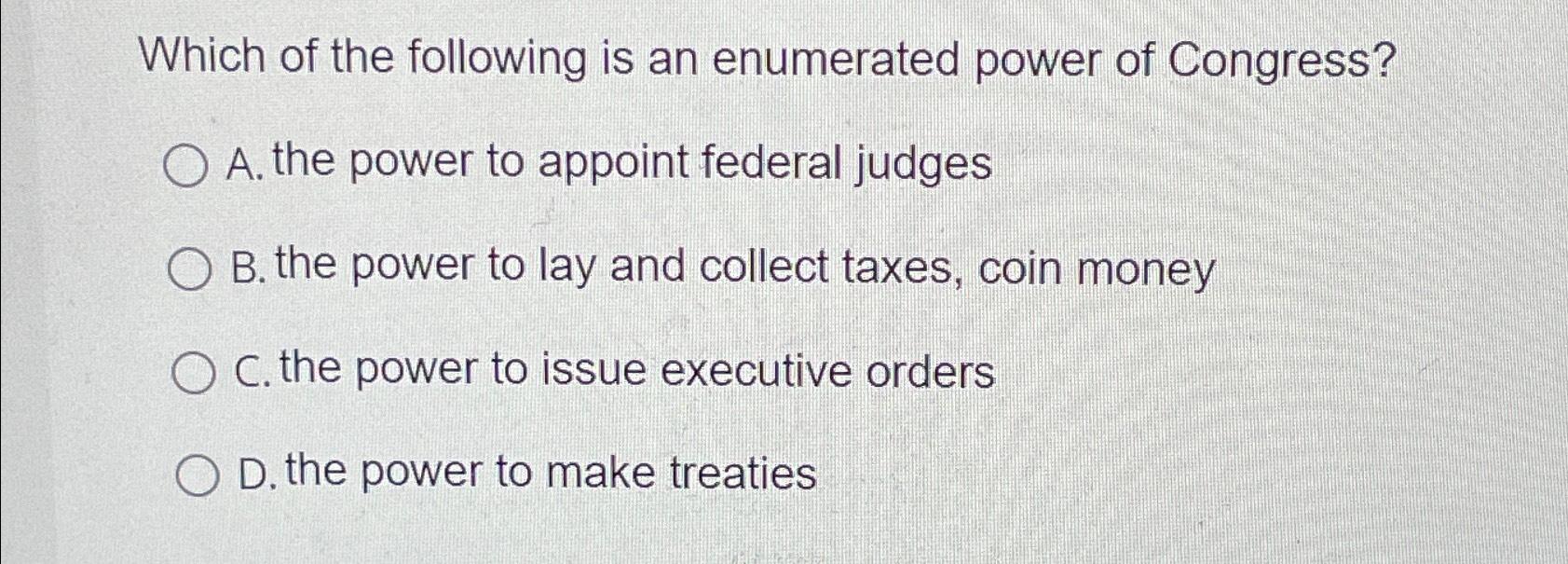 Which of the following is an enumerated power of | Chegg.com