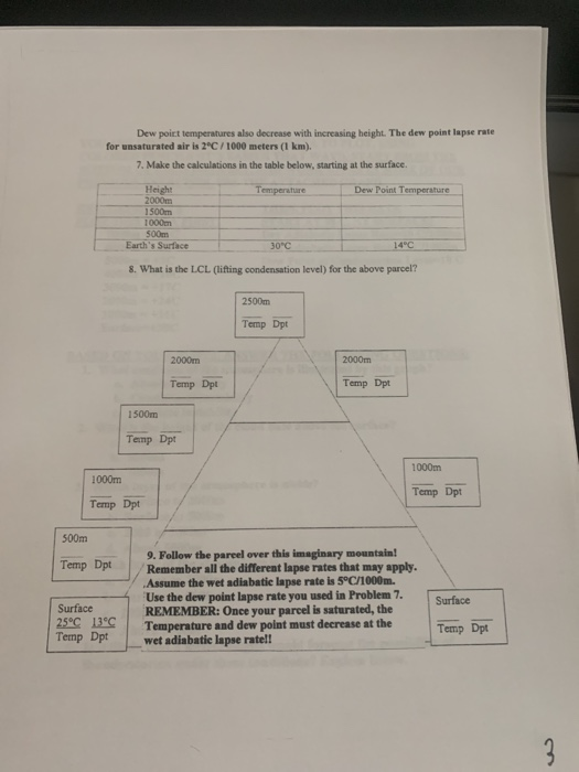Solved Dew point temperatures also decrease with increasing | Chegg.com