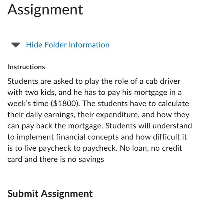 Solved Assignment Hide Folder Information Instructions | Chegg.com