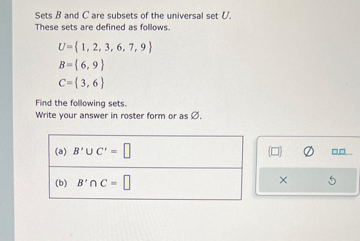 Solved Sets B and C are subsets of the universal set U. | Chegg.com