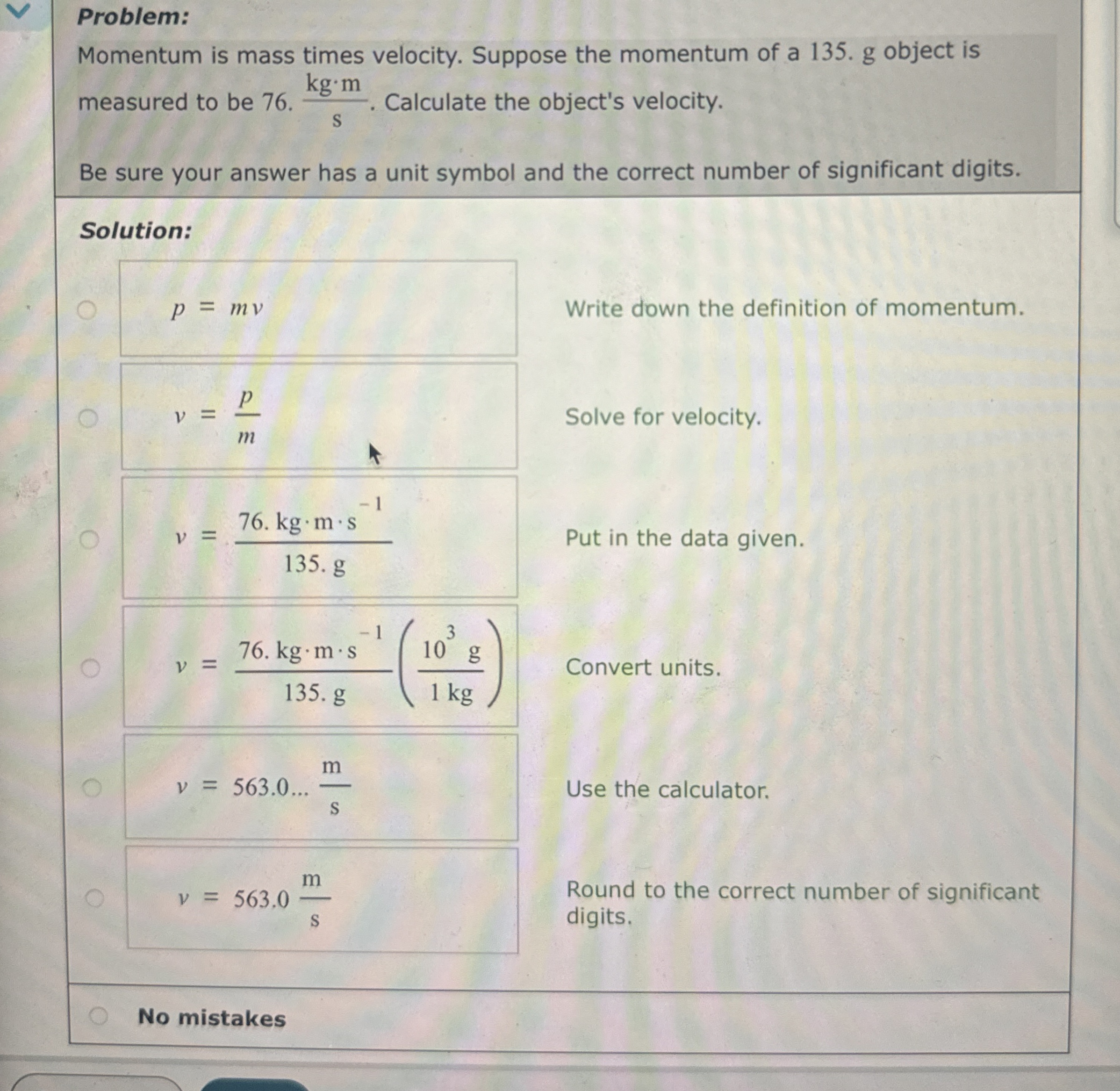 Solved Problem:Momentum is mass times velocity. Suppose the | Chegg.com