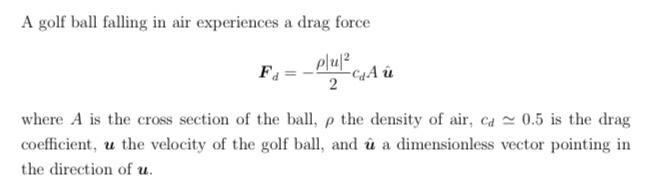 Solved A golf ball falling in air experiences a drag force | Chegg.com