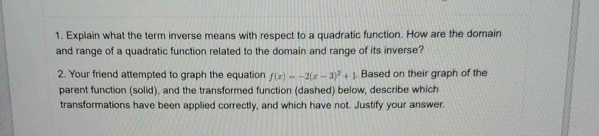 Solved 1. Explain what the term inverse means with respect | Chegg.com