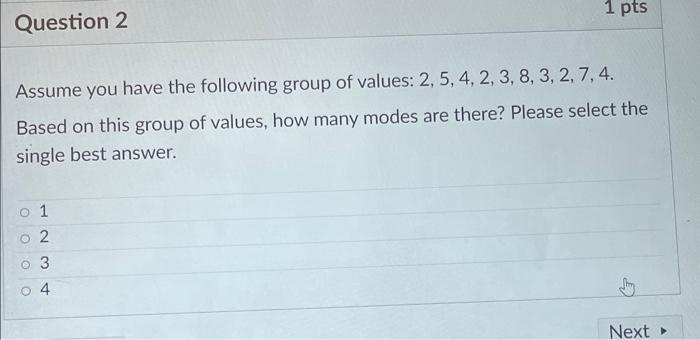 Solved Assume you have the following group of values: | Chegg.com