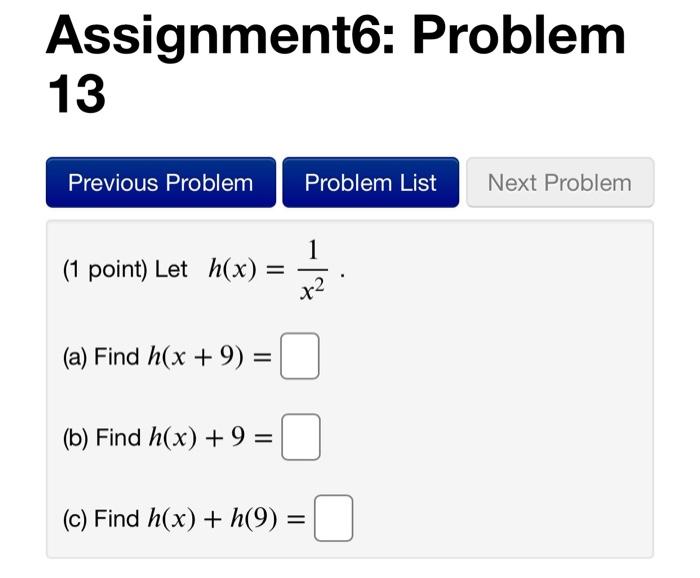 Solved Assignment6 Problem 13 Previous Problem Problem List 