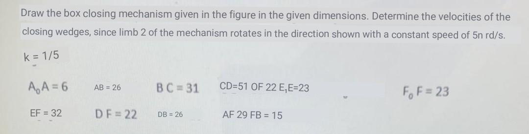 Solved Draw the box closing mechanism given in the figure in | Chegg.com