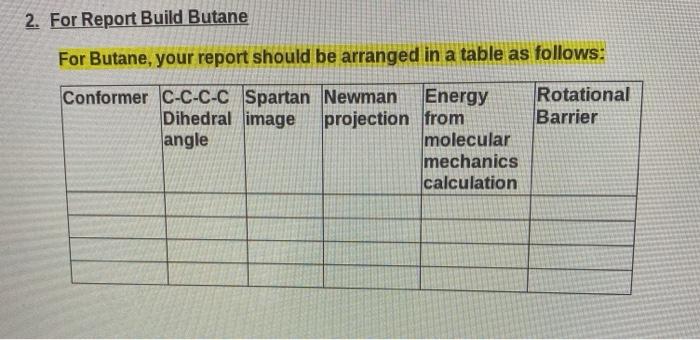 Solved 2. For Report Build Butane For Butane, your report | Chegg.com
