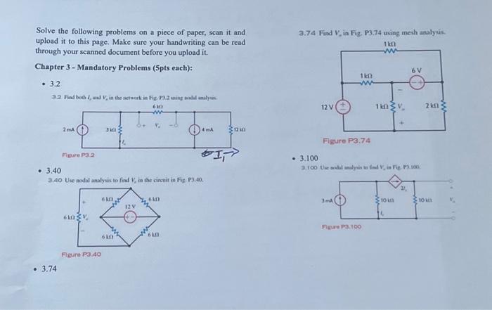 Find both , and V, in the network in Fig. P3.2 using | Chegg.com