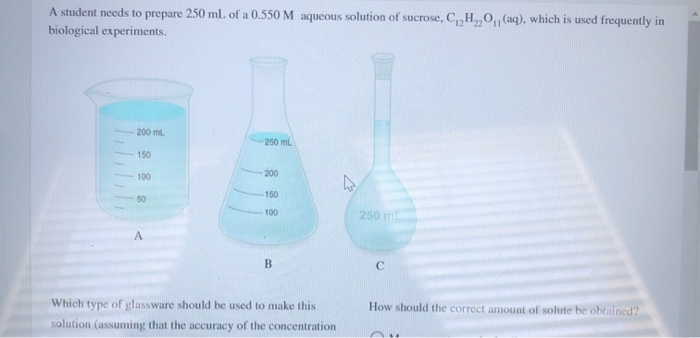 Solved A student needs to prepare 250 mL of a 0.550 M | Chegg.com