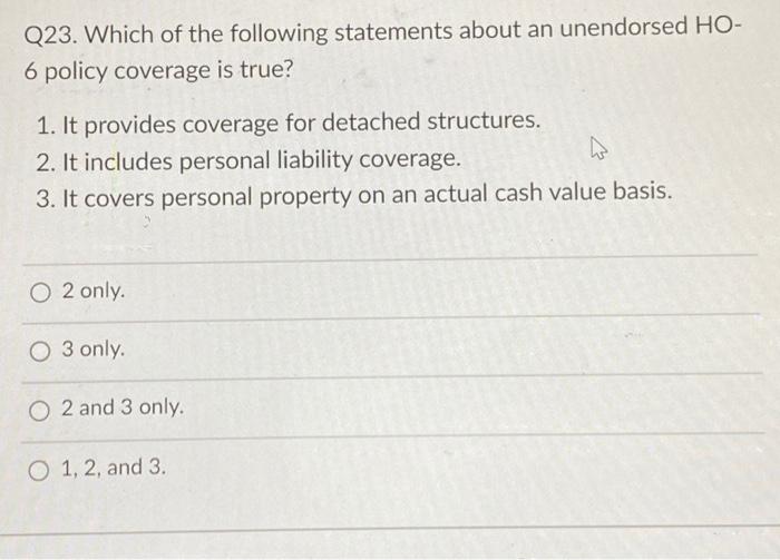 Solved Q23. Which of the following statements about an | Chegg.com