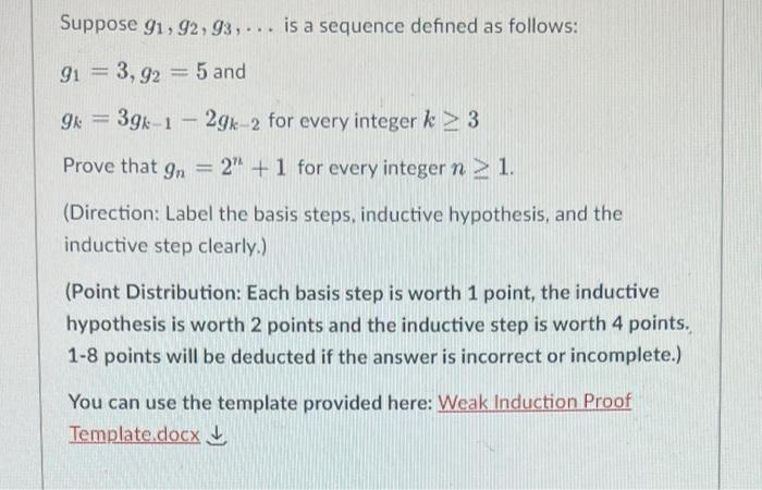 Solved Suppose g1,g2,g3,… is a sequence defined as follows: | Chegg.com